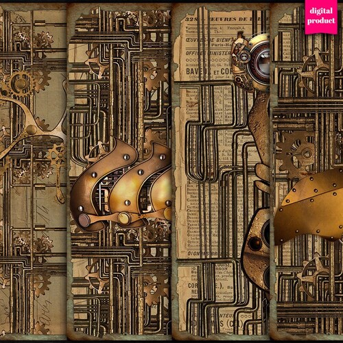 Steampunk Machines Collage Sheet Digital Printable Instant - Etsy