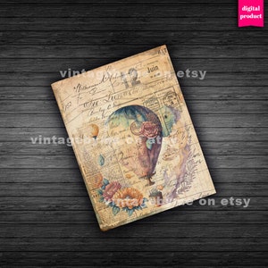DIGITAL Vintage Travel Ephemera - Digital Hot Air Balloon Paper ...