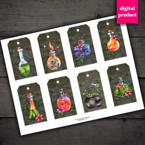 DIGITAL Halloween Potions Gift Tags - Printable Halloween Potion ...