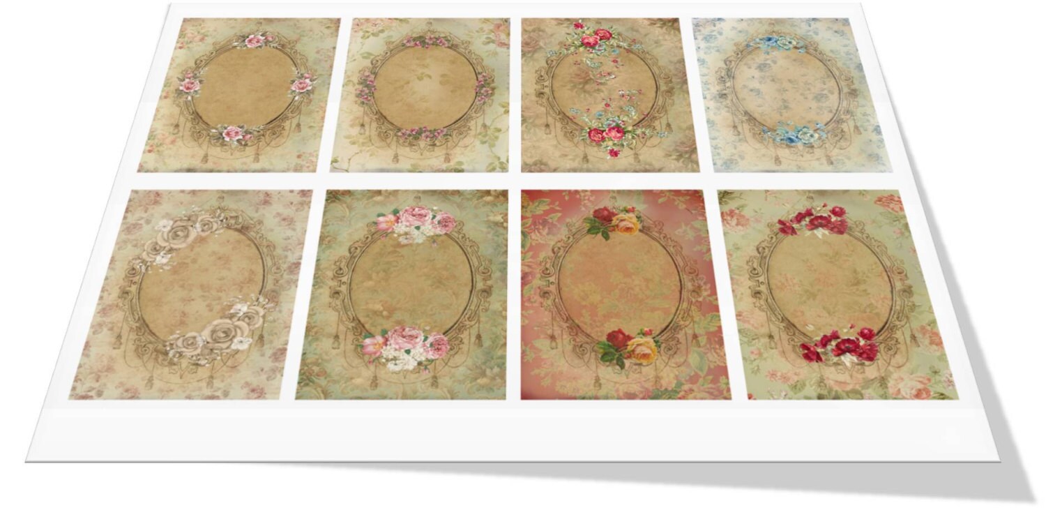 DIGITAL Antique Floral Frame Tags Digital Collage Sheet - Etsy