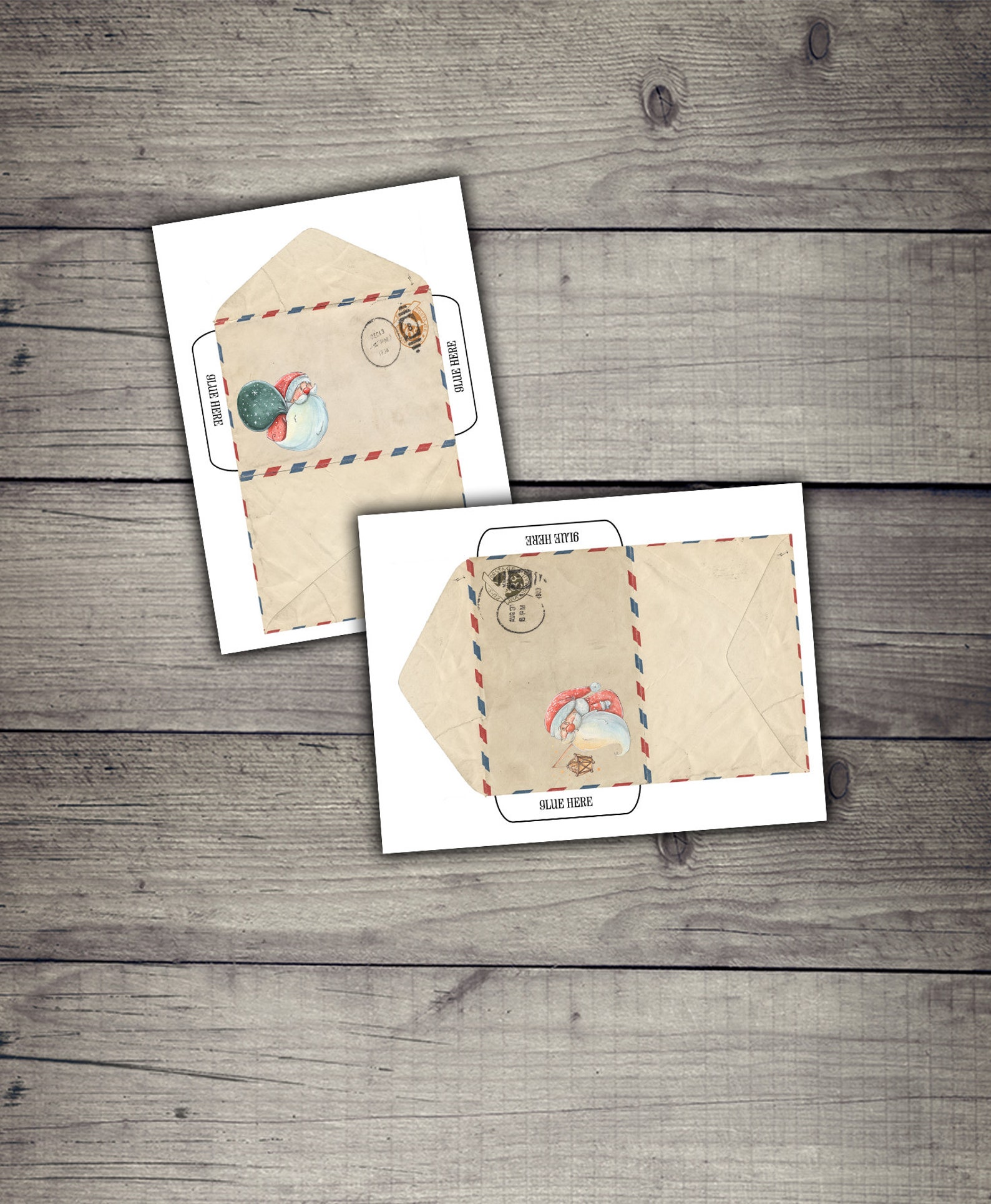 DIGITAL Vintage Santa Airmail Envelopes - Digital Collage Sheet ...