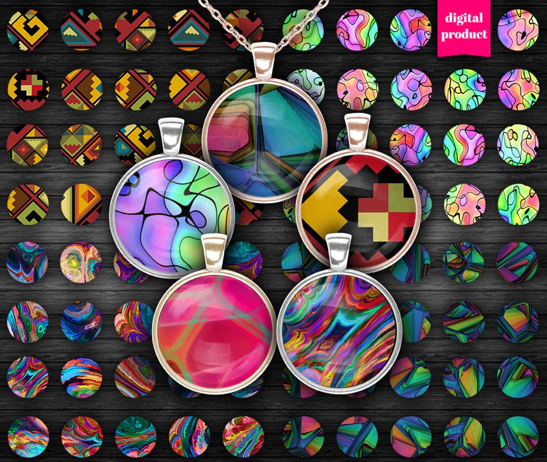 DIGITAL 1 Inch Circles for Cabochons, Bottle Caps and Jewelry Pendants ...