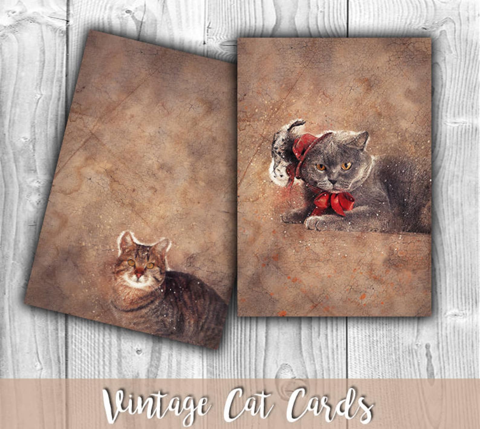 DIGITAL Vintage Cats Digital Collage Sheet Digital Paper | Etsy