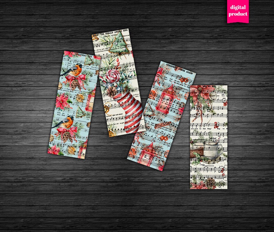 DIGITAL Christmas Bookmarks Printable Christmas Song - Etsy