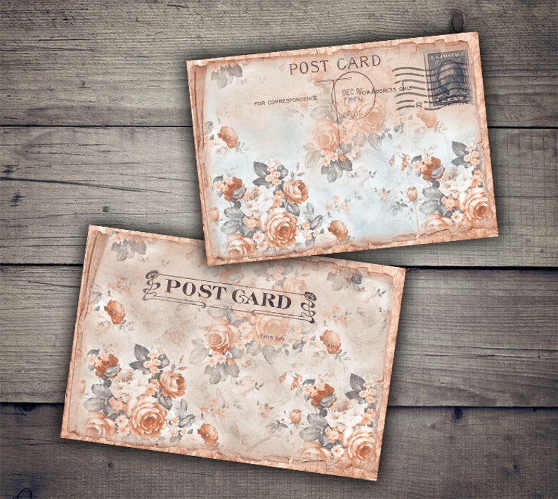 DIGITAL Vintage Floral Postcards - Digital Collage Sheet Printables - Etsy