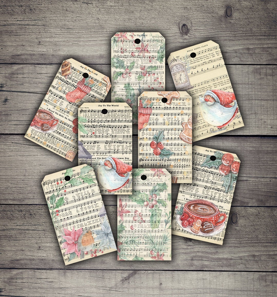 DIGITAL Christmas Gift Tags - Digital Collage Sheet Download - Etsy