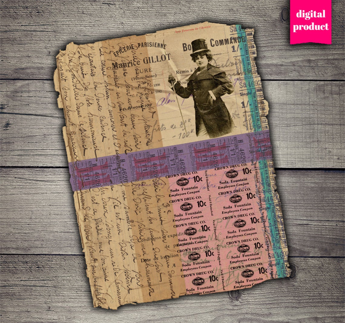 DIGITAL Vintage Grunge Ephemera Printable Grunge Ephemera - Etsy