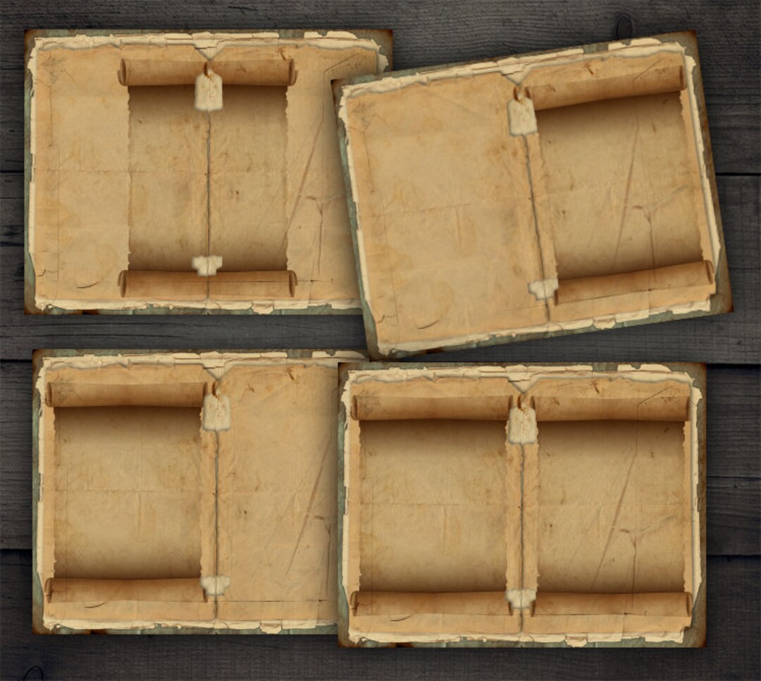 DIGITAL Vintage Scroll Junk Journal Pages - Printable Scroll Graphics ...