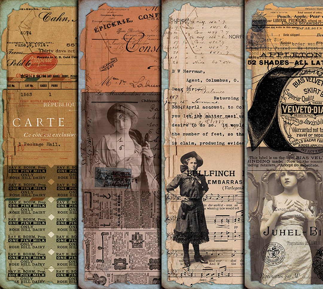 DIGITAL Vintage Grunge Ephemera - Digital Collage Sheet Download ...