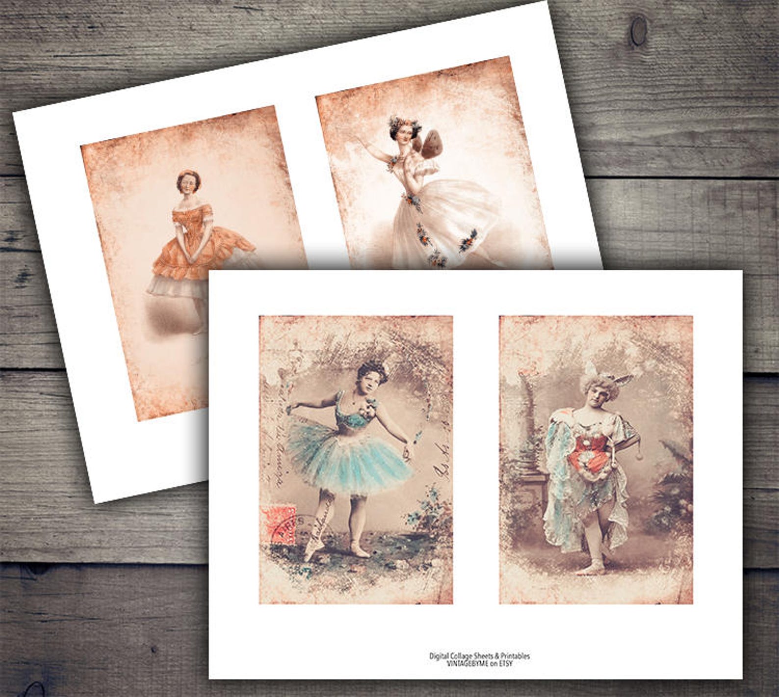 DIGITAL Vintage Ballerina Papers Digital Collage Sheet | Etsy