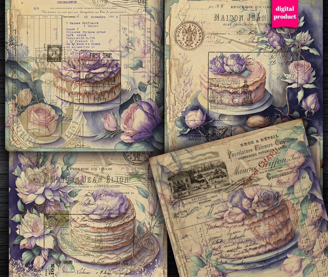 DIGITAL Vintage Cake Ephemera - Digital Bakery, Cupcakes, Desserts ...