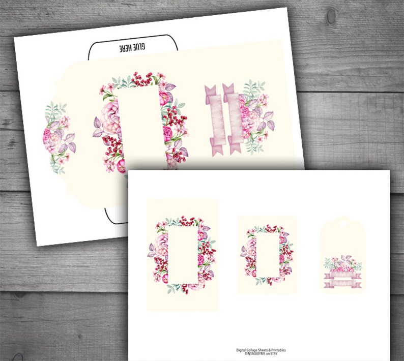 DIGITAL Floral Envelopes Tags & Cards Digital Collage Sheet - Etsy