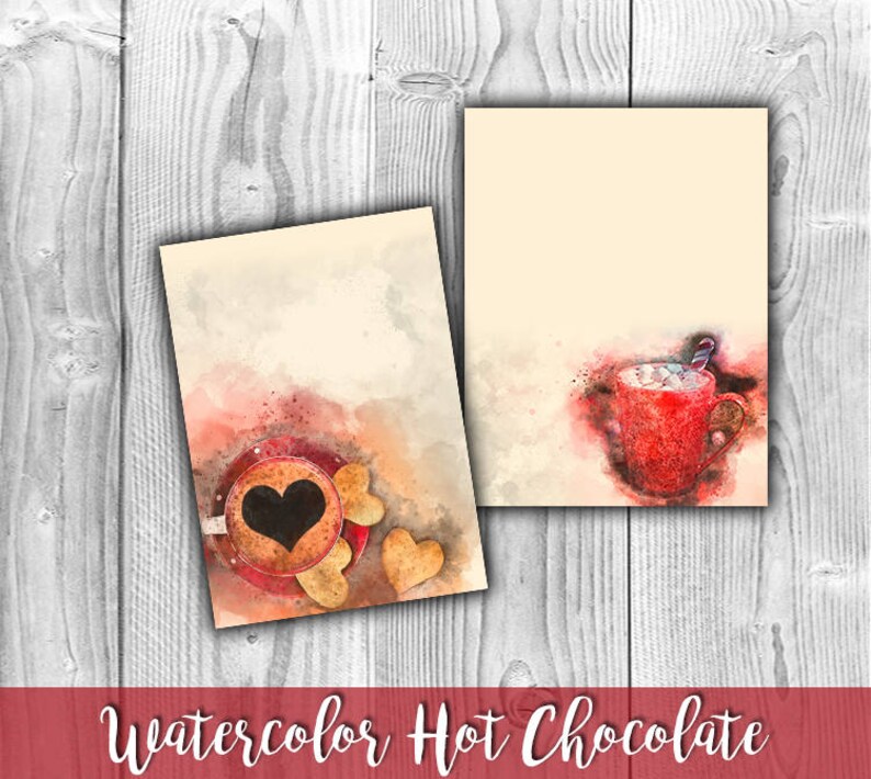 DIGITAL Watercolor Christmas Hot Chocolate Digital Collage | Etsy