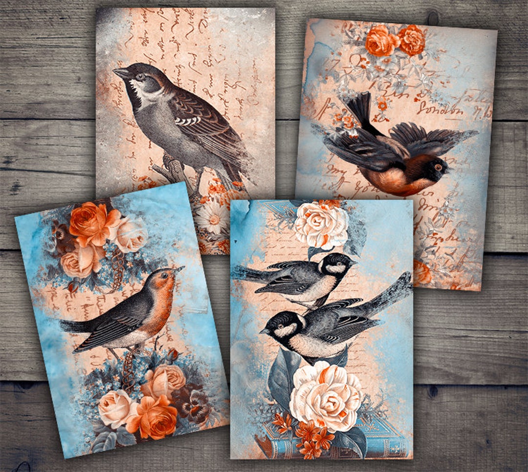 DIGITAL Birds & Flowers Digital Paper - Instant Download Printables - Etsy