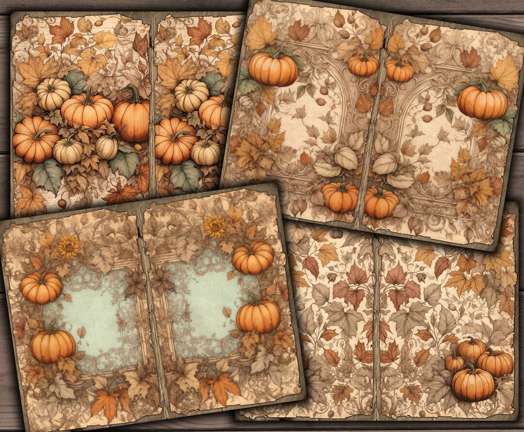 Vintage Fall Digital Papers, Fall Junk Journal, Digital Fall Paper ...