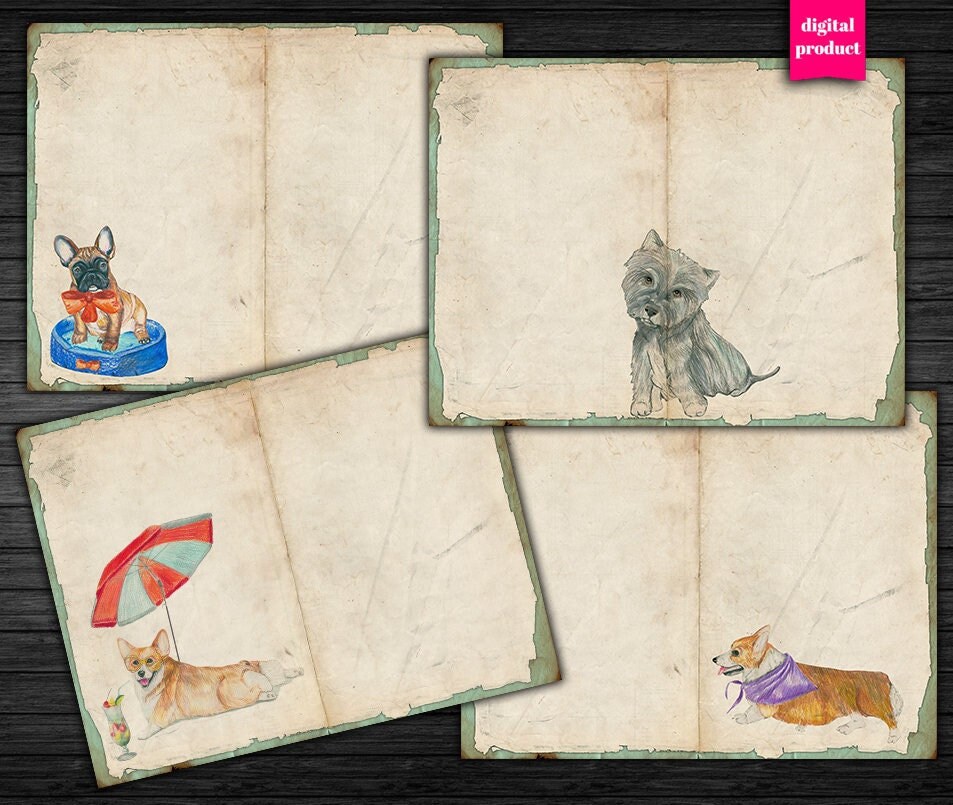 DIGITAL Pet Junk Journal Pages Printable Dog Digital Paper - Etsy