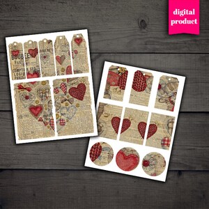 DIGITAL Vintage Valentines Junk Journal Kit - Printable Valentine's ...