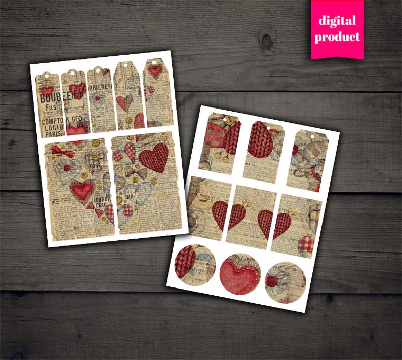 DIGITAL Vintage Valentines Junk Journal Kit Printable | Etsy