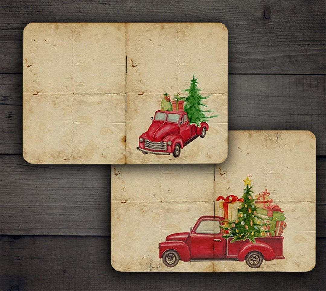 DIGITAL Christmas Red Truck Printable Junk Journal Pages - Digital ...