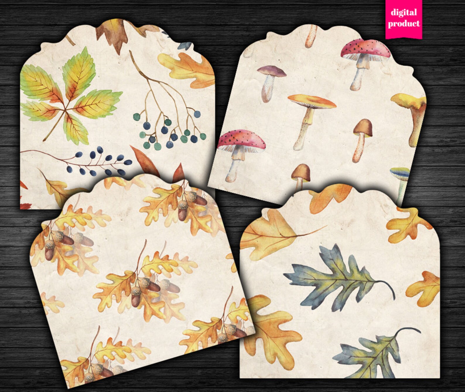 DIGITAL Vintage Fall Envelopes Printable Autumn Envelopes | Etsy