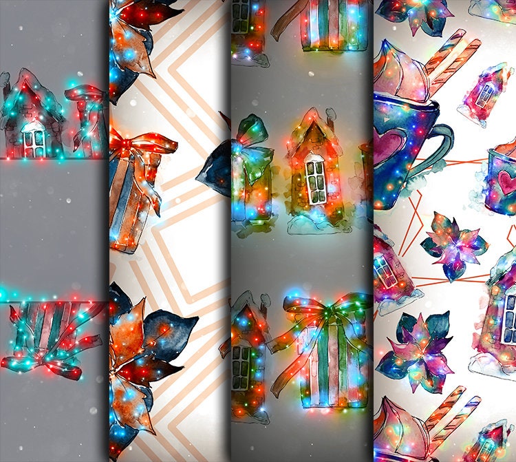 DIGITAL Christmas Lights Digital Paper Download - Etsy