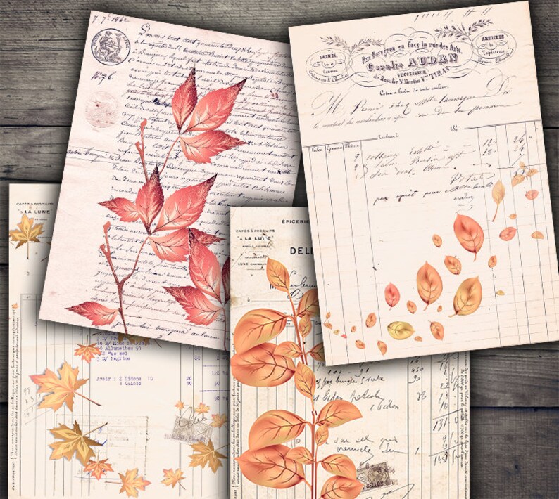 DIGITAL Fall Leaves Backgrounds Digital Collage Sheet | Etsy