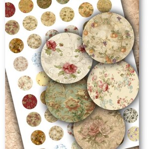 DIGITAL Floral 1 Inch Circles for Jewelry Pendants - Digital Collage ...