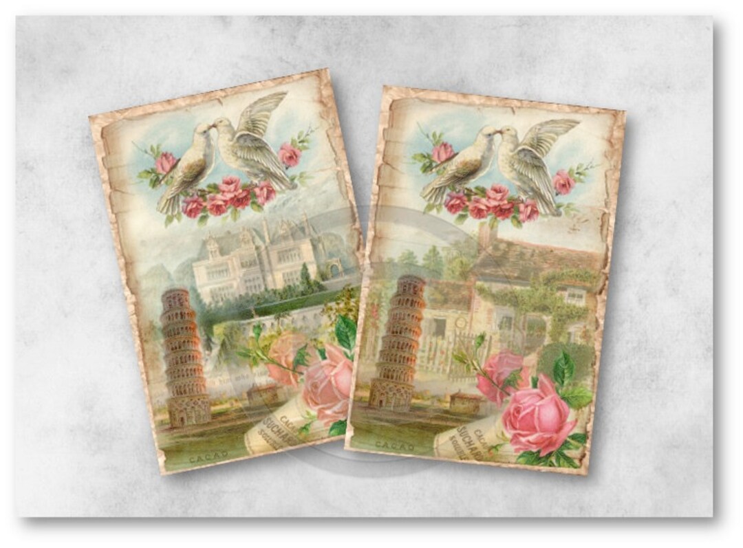 Doves Digital Collage Sheet: Vintage Style Printables (digital Download ...