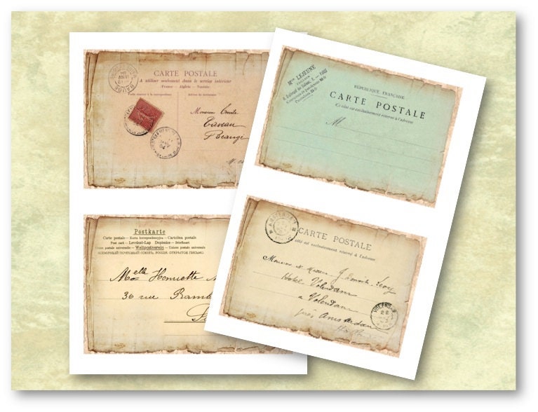 DIGITAL Carte Postale Postcards Kit Digital Collage Sheet - Etsy