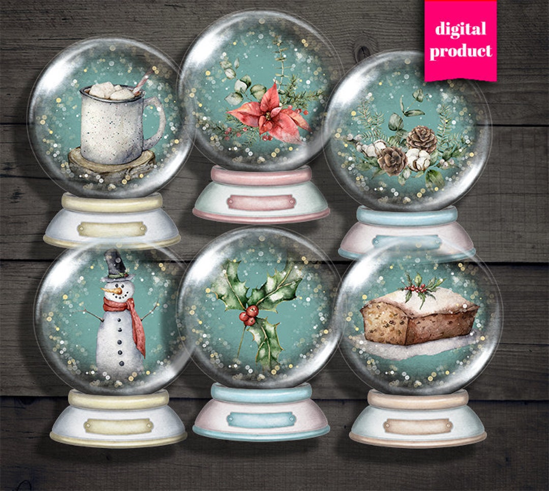 DIGITAL Christmas Snow Globes - Digital Christmas Graphics Download ...