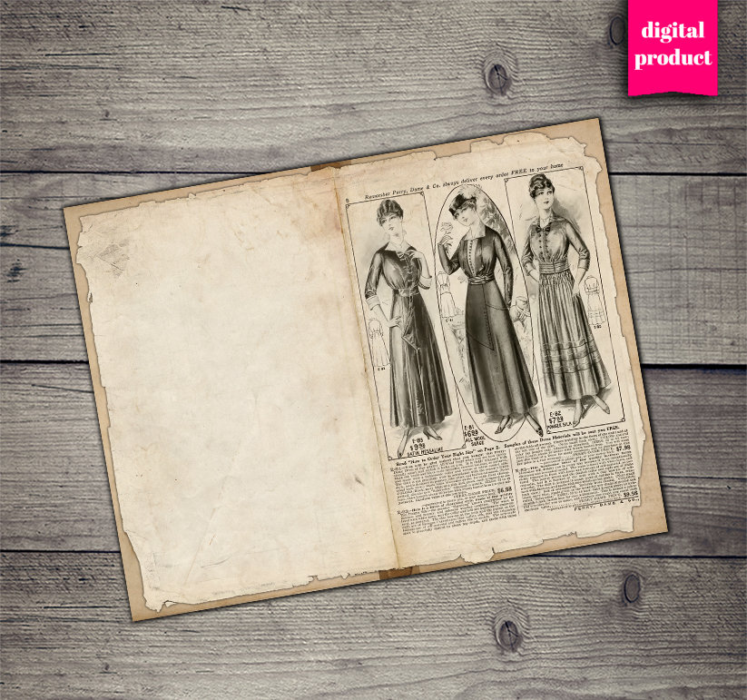 DIGITAL Antique Fashion Junk Journal Pages Printable Fashion | Etsy