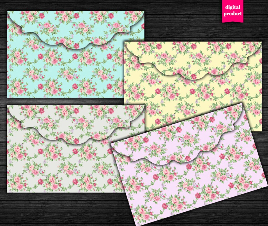 DIGITAL Floral Envelopes - Printable Envelopes Download 14 - VBM28 - Etsy