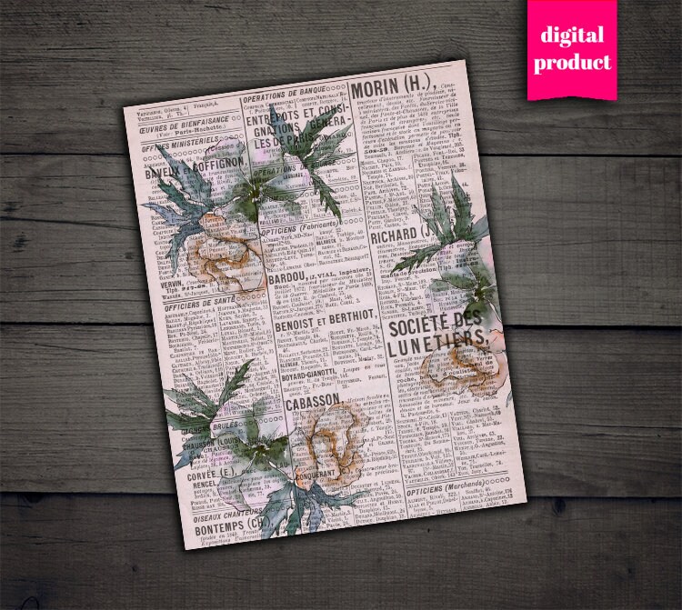 DIGITAL Floral Ephemera Printable Vintage Floral Papers - Etsy