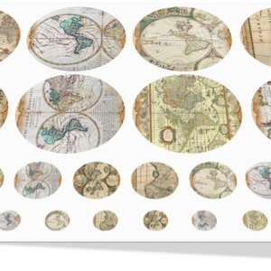 World Map Circles: Jewelry Pendants, Magnets, Cabochons (digital ...
