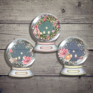 DIGITAL Christmas Snow Globes - Digital Collage Sheet Printables - Etsy