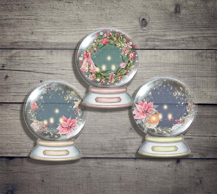 DIGITAL Christmas Snow Globes Digital Collage Sheet - Etsy