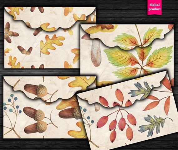 DIGITAL Vintage Fall Envelopes Printable Autumn Envelopes - Etsy