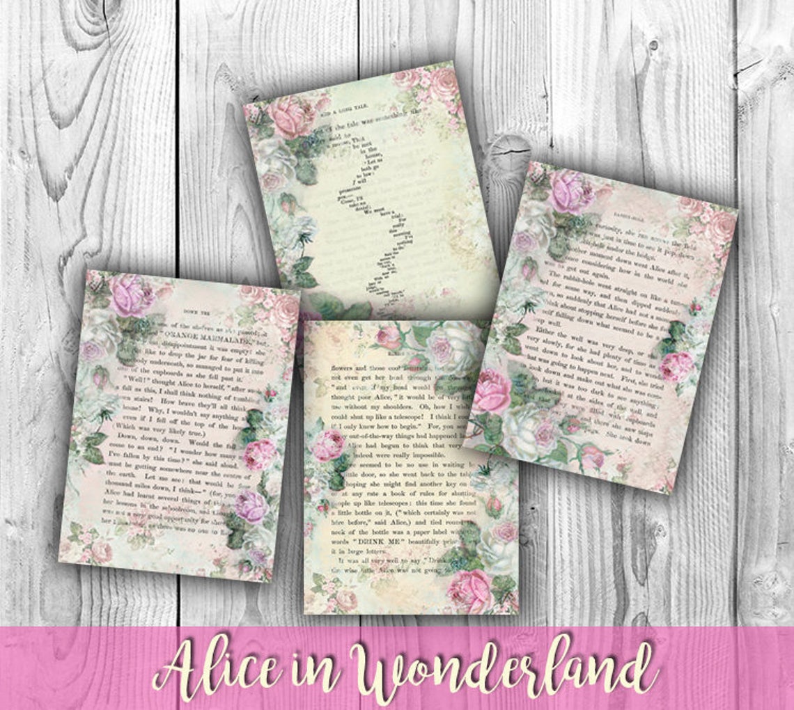 DIGITAL Alice in Wonderland Cards Digital Collage Sheet | Etsy