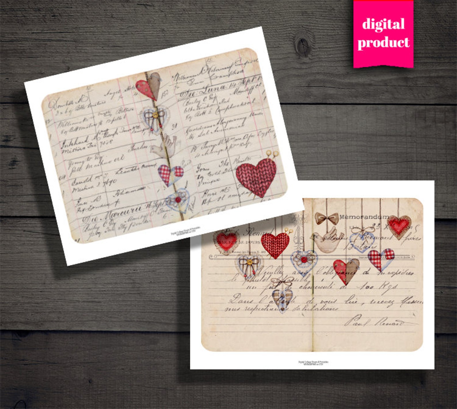 DIGITAL Valentines Vintage Ephemera Valentines Junk Journal - Etsy