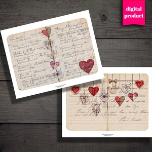 DIGITAL Valentines Vintage Ephemera - Valentines Junk Journal Pages ...