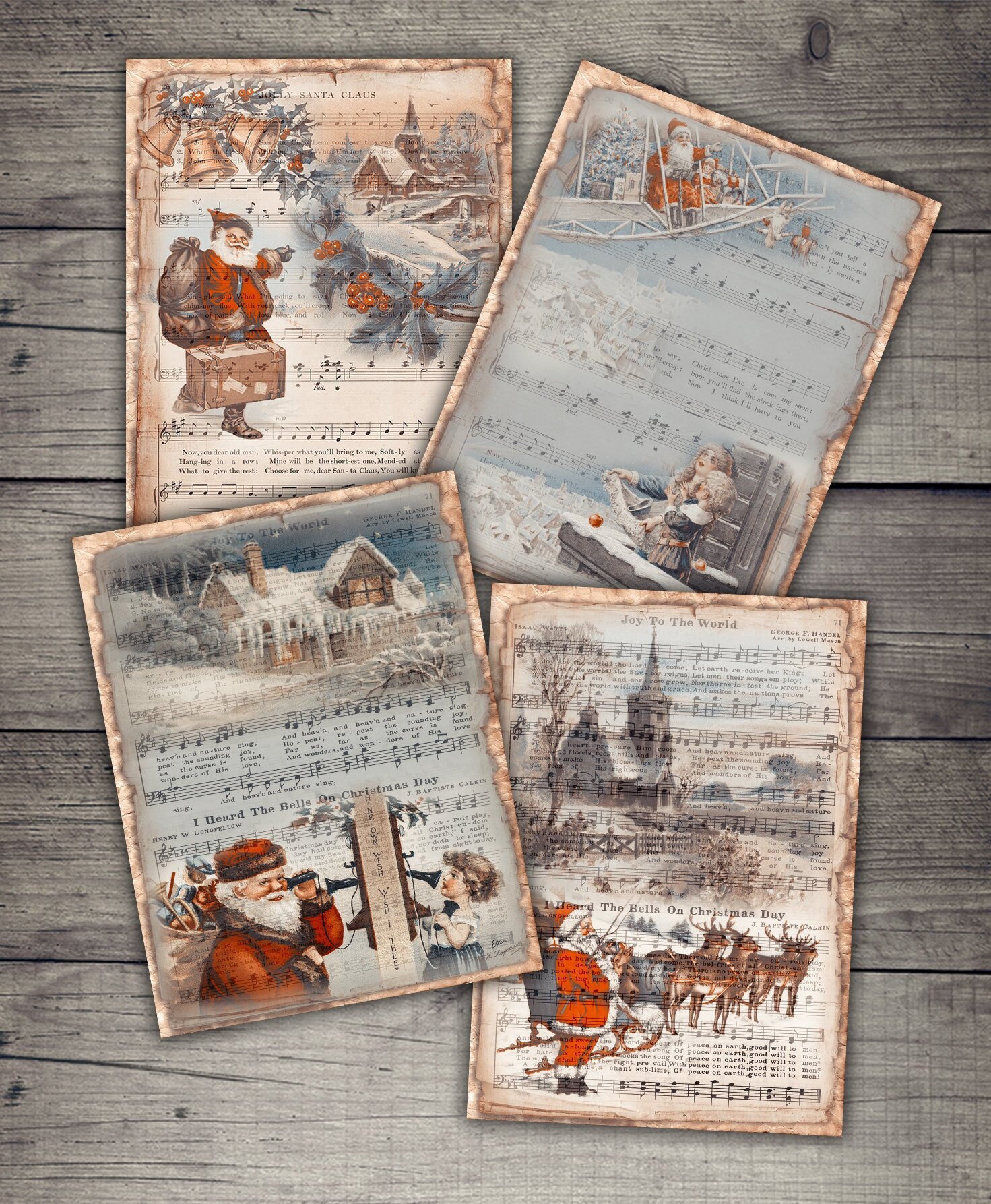 DIGITAL Vintage Christmas Digital Papers Digital Collage - Etsy