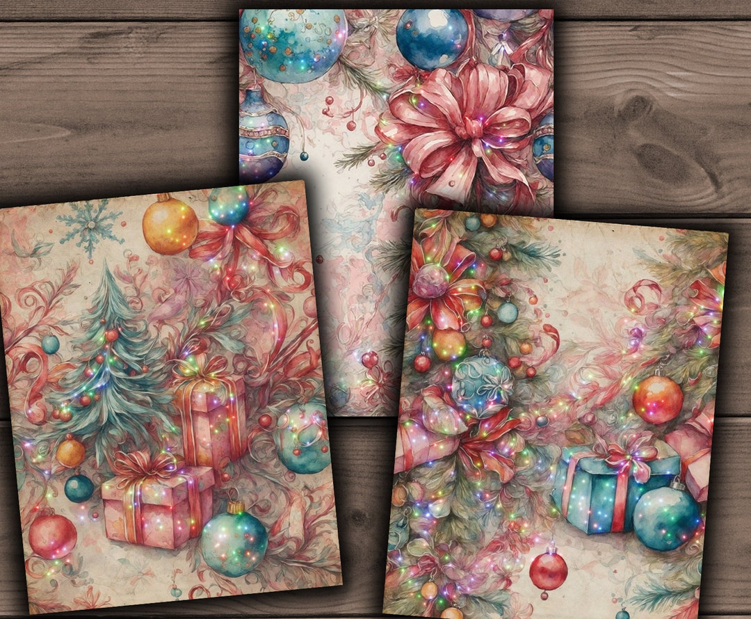 Glowing Christmas Lights Digital Papers, Glowing Christmas Gifts ...