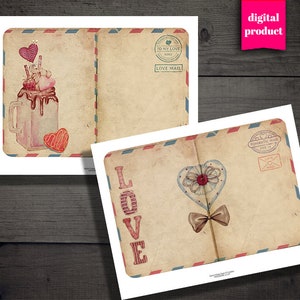 DIGITAL Valentines Airmail - Valentines Junk Journal Pages - Printable ...