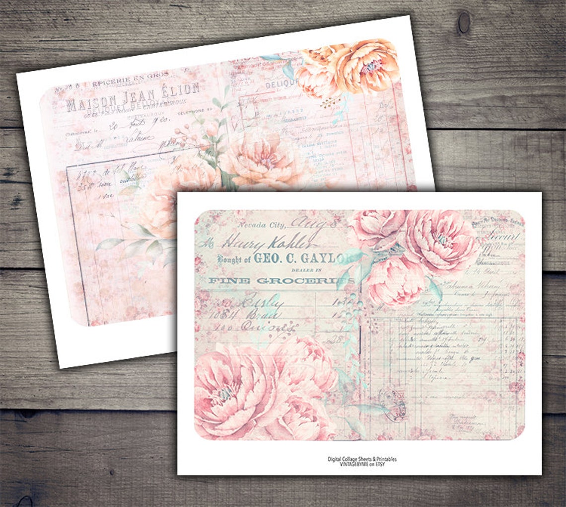 DIGITAL Shabby Chic Floral Junk Journal Cover Pages Printable - Etsy