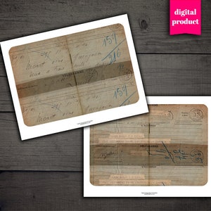 DIGITAL Grunge French Telegram Ephemera - Printable Junk Journal Pages ...