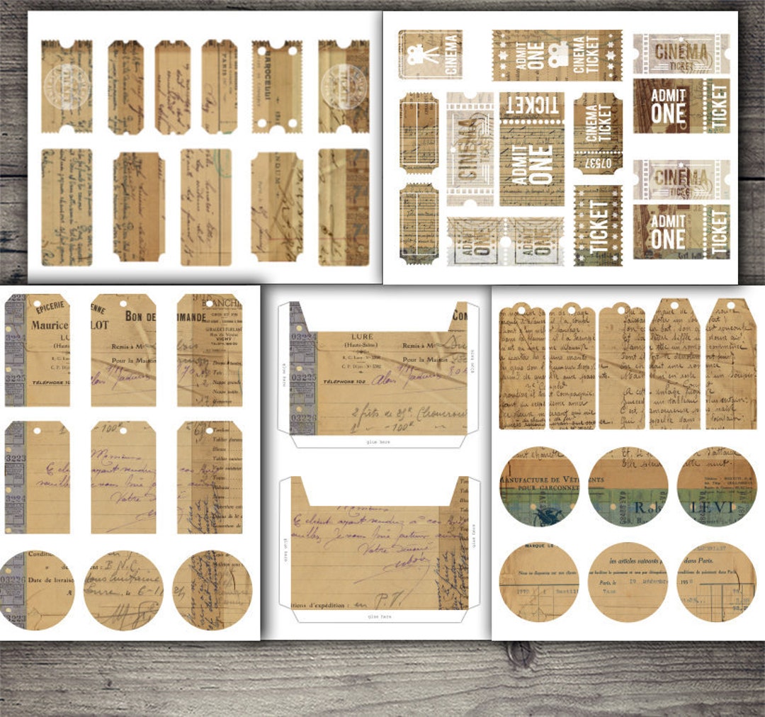 DIGITAL Vintage Ephemera Digital Junk Journal Kit - Printable Labels ...