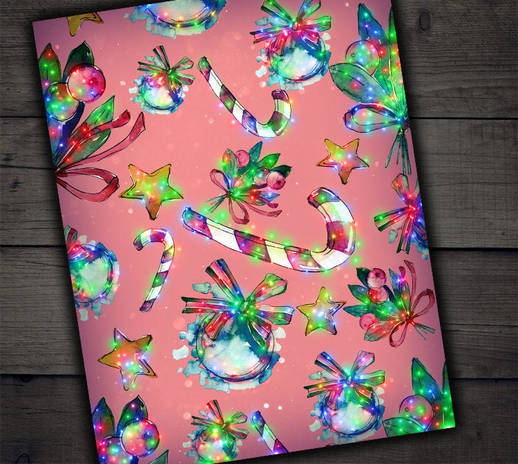 DIGITAL Glowing Christmas Lights Digital Paper Download - Etsy