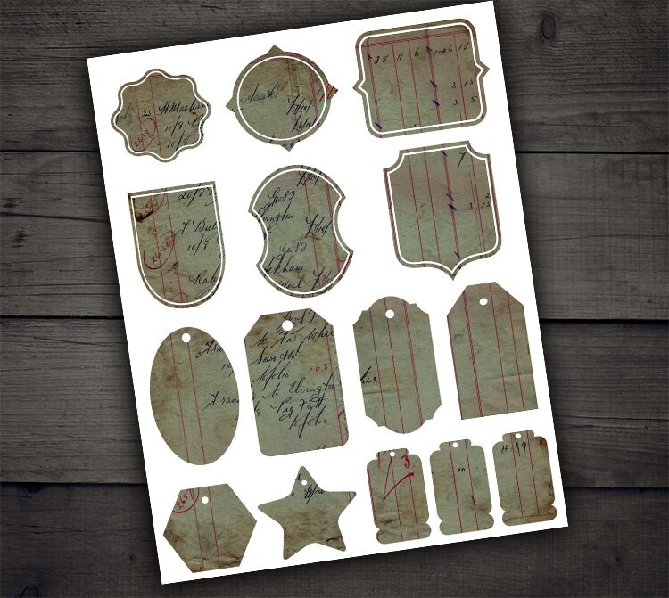 DIGITAL Printable Vintage Ephemera Tags and Labels Digital - Etsy