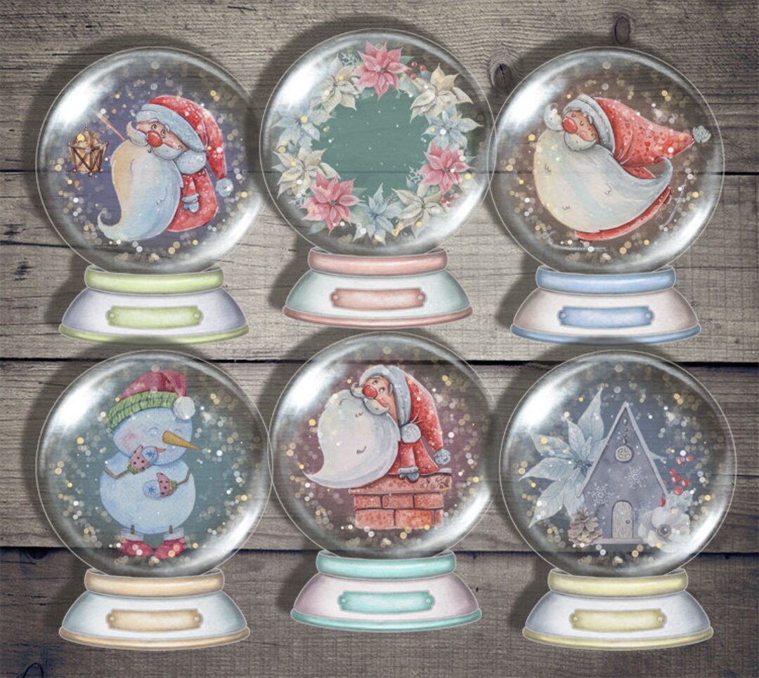 DIGITAL Christmas Snow Globes - Digital Collage Sheet Printables - Etsy