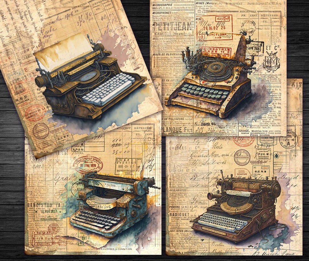 DIGITAL Vintage Typewritter Ephemera, Digital Vintage Paper Download ...